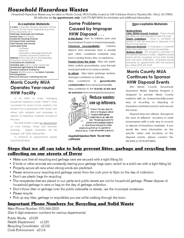 Recycling Collection - Town of Dover