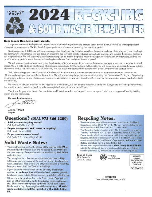 Recycling Collection - Town of Dover